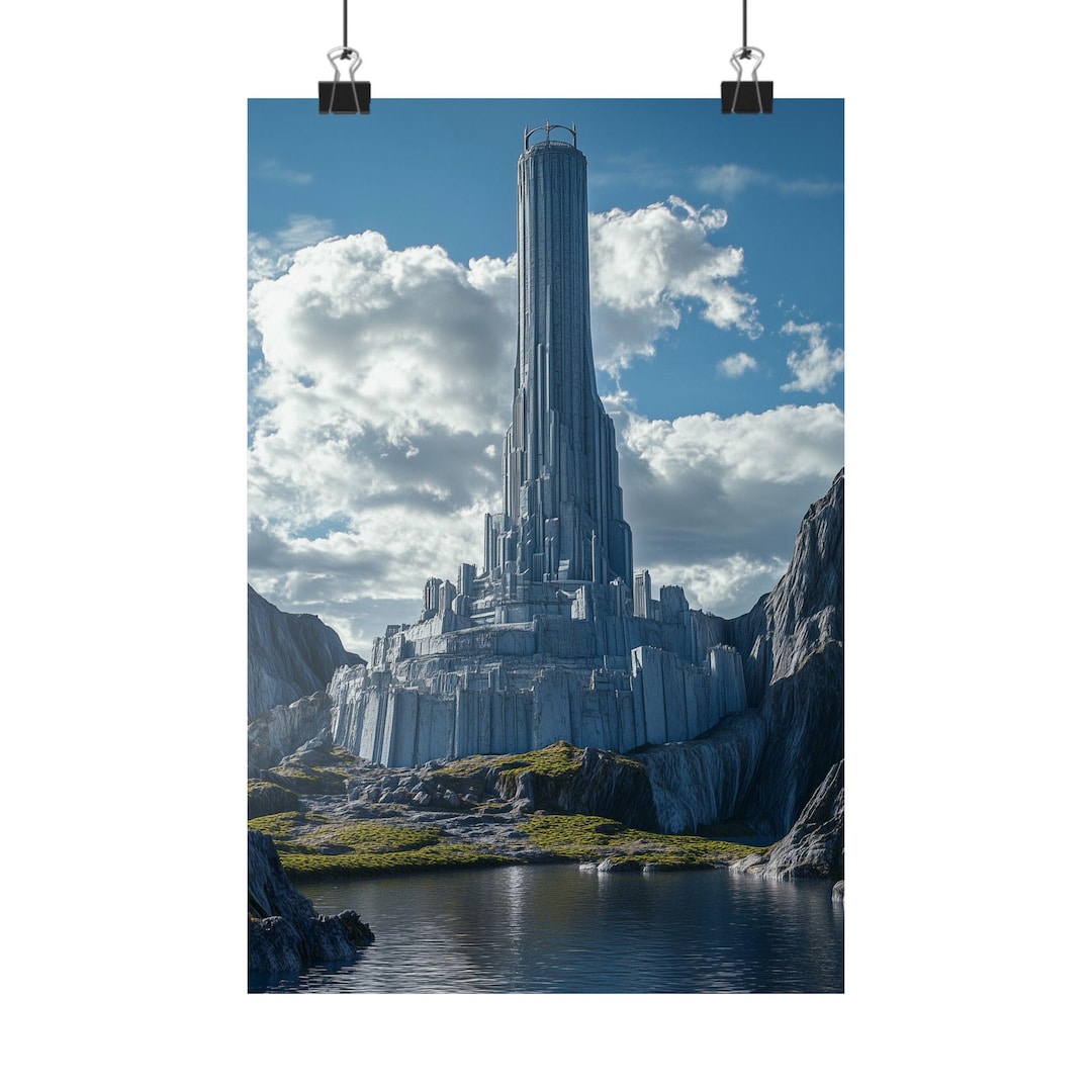Asgard Stone Pillar Temple Wall Art - Norse Mythology Hilltop Dome ...