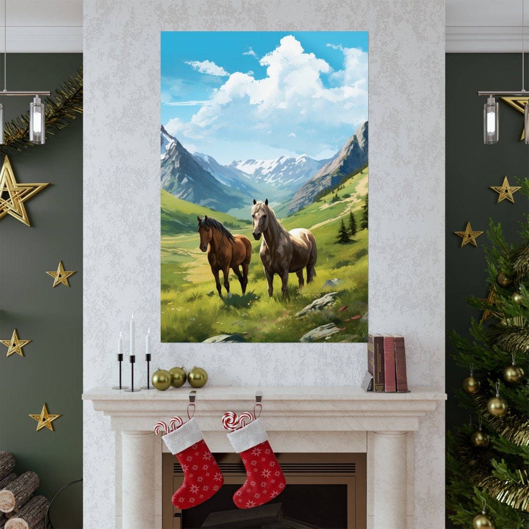 Horses Wall Art Poster, Horse Farm Life Art, Steppes Decor ...