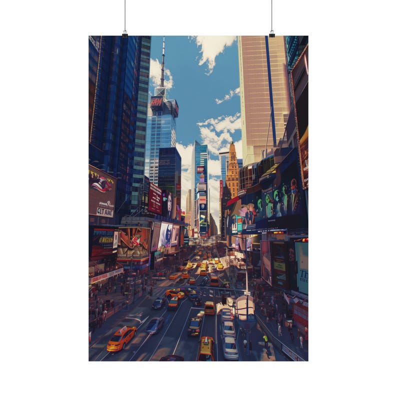 NYC Times Square Matte Poster, Realistic Cityscape Print, New York Wall ...