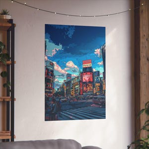 Light Hearted Shibuya Crossing Print, Japan Anime Poster, Tokyo ...