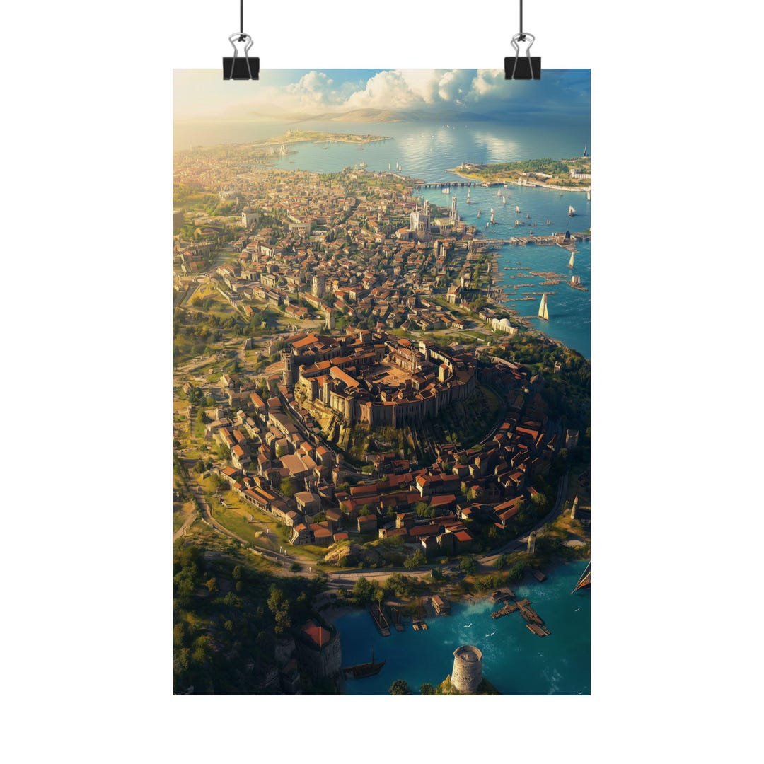 Byzantine Empire Aerial View Matte Poster, Constantinople City Zenith ...