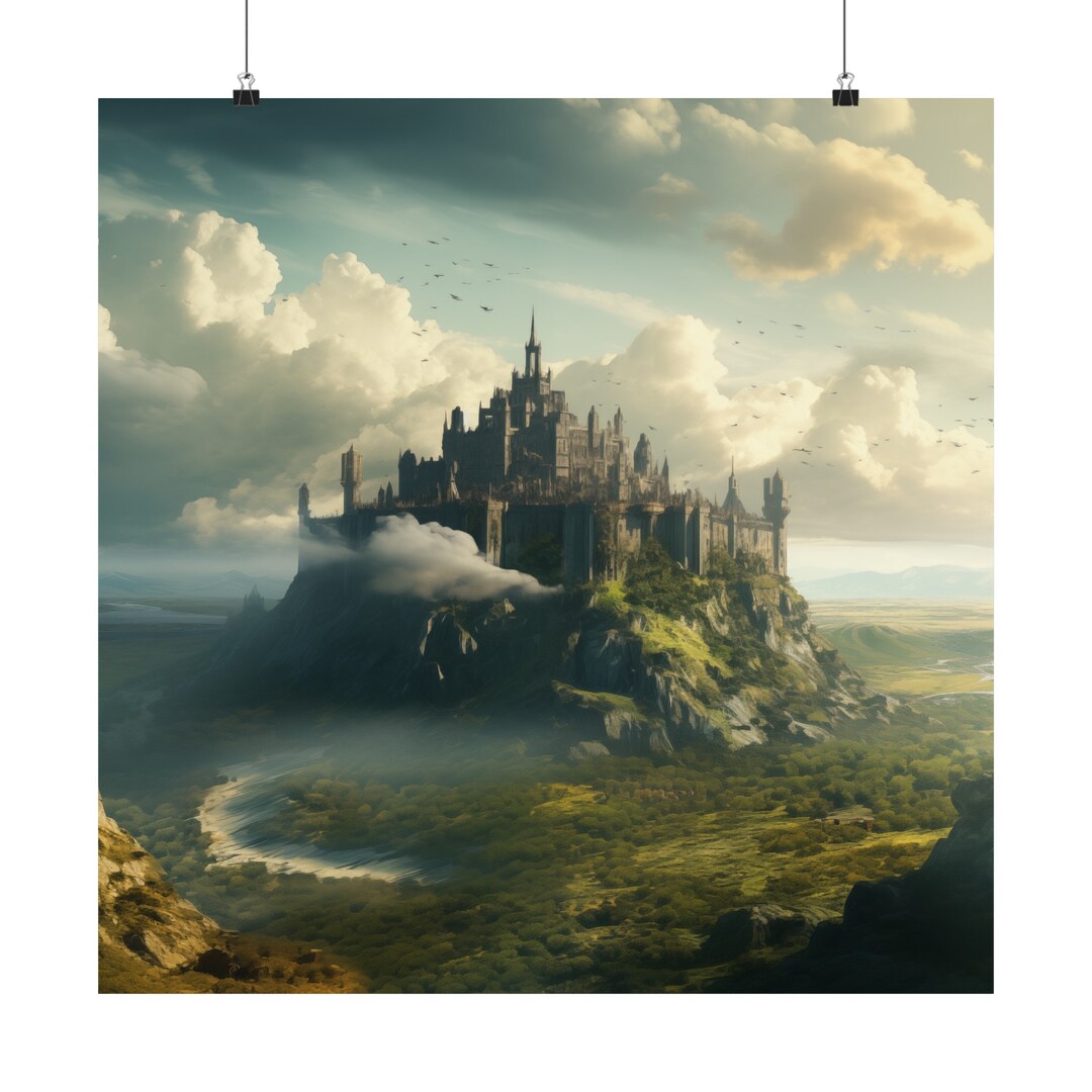 Matte Hilltop Castle Fantasy Poster, Fantasy Wall Decor, Enchanted ...