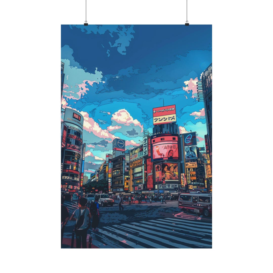 Light Hearted Shibuya Crossing Print, Japan Anime Poster, Tokyo ...