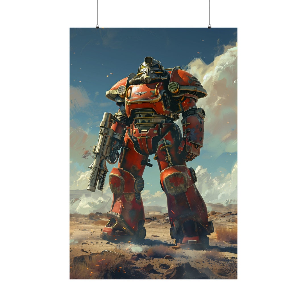 Red Skies: Anime-styled Fallout Power Armor Poster for True Warriors - Etsy