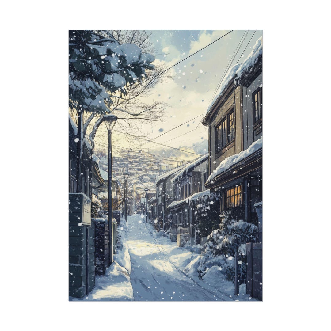 Winter Wonderland Bergen Frozen Charm Cityscape Print, Norway Snow ...