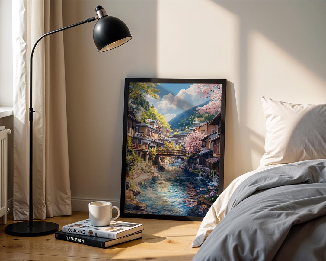 Kinosaki Onsen Japanese Hot Spring Art Hyogo Prefecture Travel Poster ...