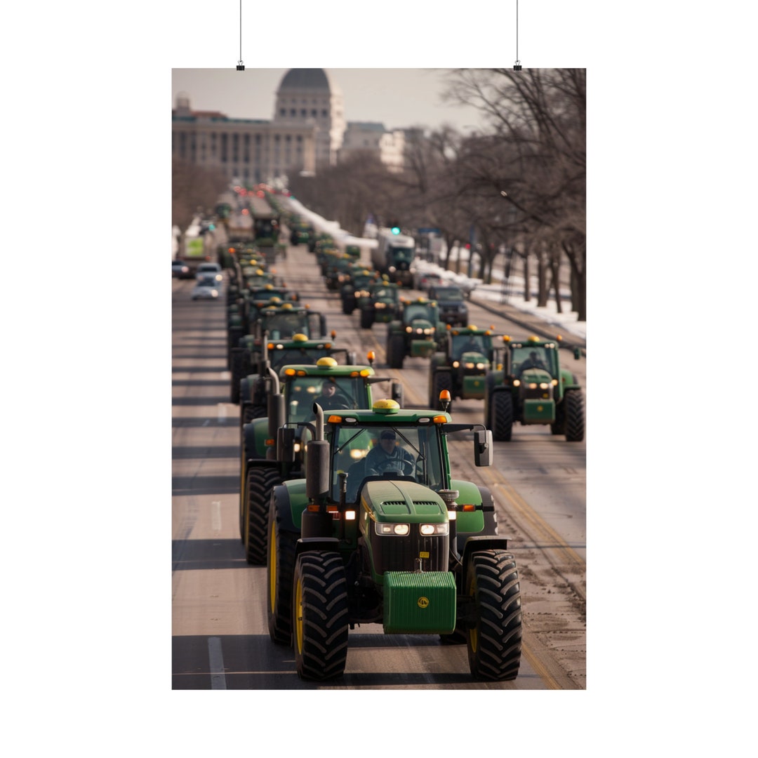 Rural Resilience: Farmers' Protest and Tractors' Roadblock Poster, Wall ...