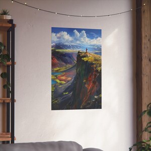 Keri Crater Iceland Poster, Anime Style Art Print, Colorful Wall Decor ...