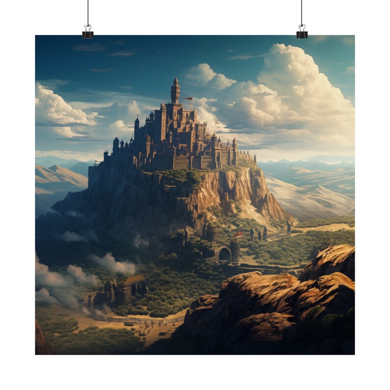 Fantasy Hilltop Castle Matte Poster, Enchanted Castle Art Print ...