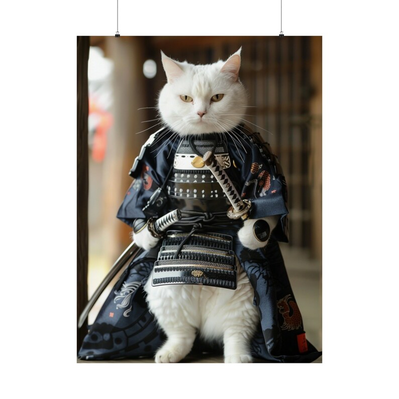 Feline Samurai Valor: Our Adorable White British Shorthair Wears a ...