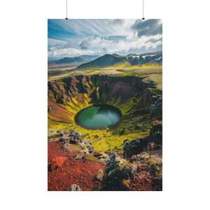 Keri Crater Nature Iceland Poster, Wonder Anime Print, Icelandic Wall ...