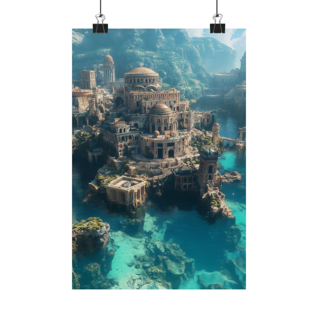 Atlantis Underwater Dome Wall Art - Mythical Lost City Bridges ...