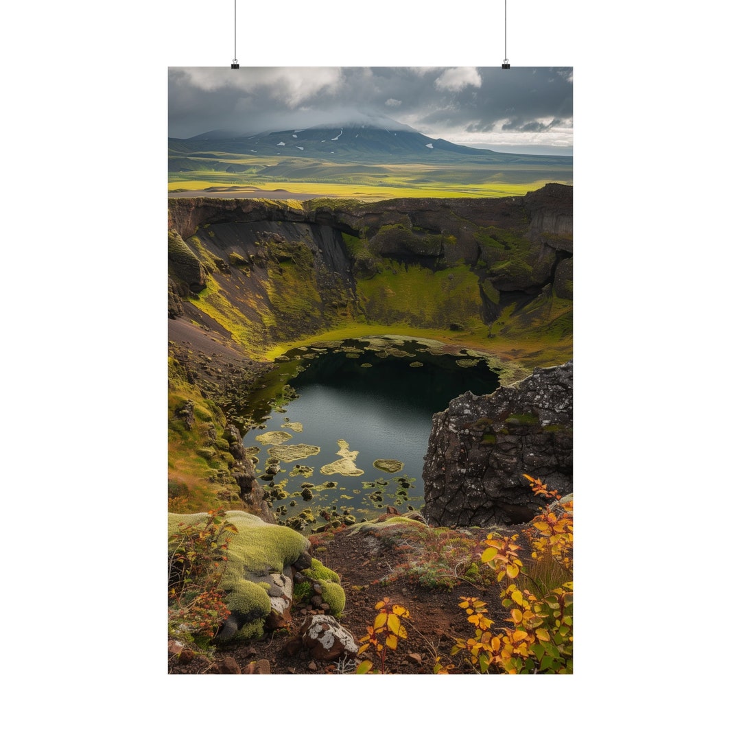 Keri Crater Iceland Poster, Bright Colors, Sunlight, Nature Wonder ...