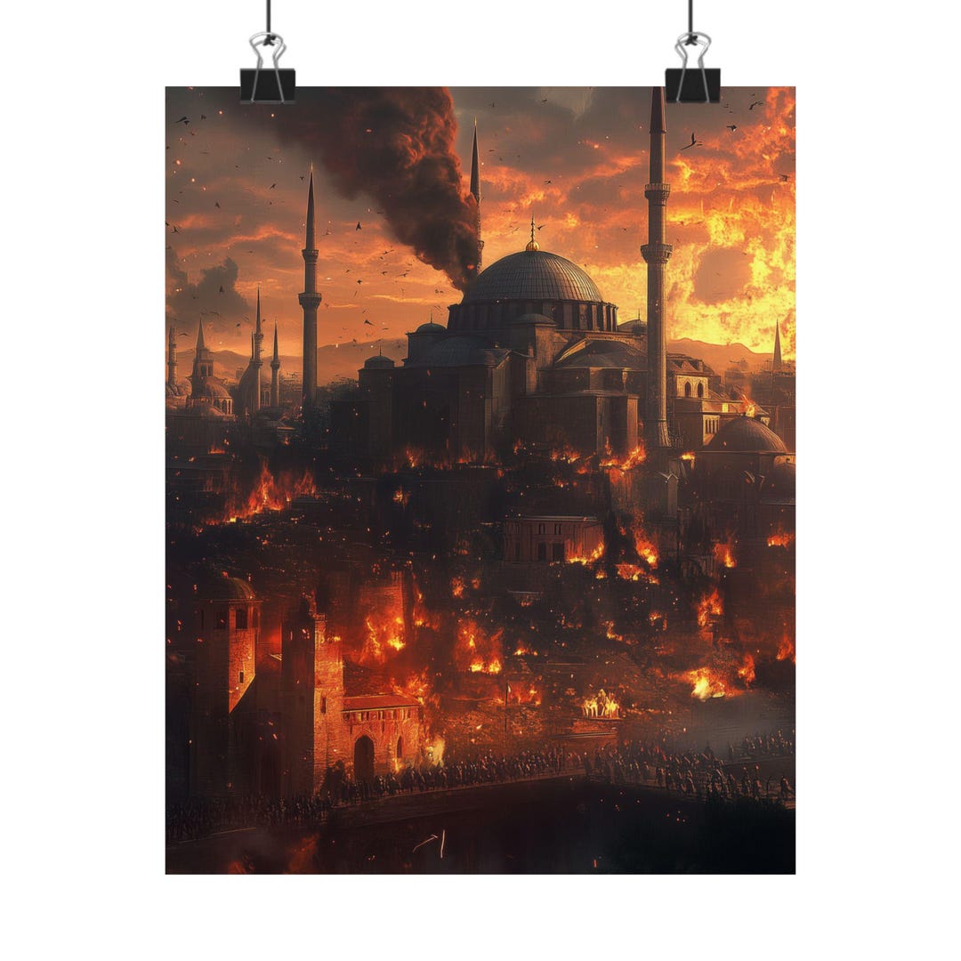 Byzantine Empire Wall Art Decor, 1453 Fall of Constantinople Poster ...