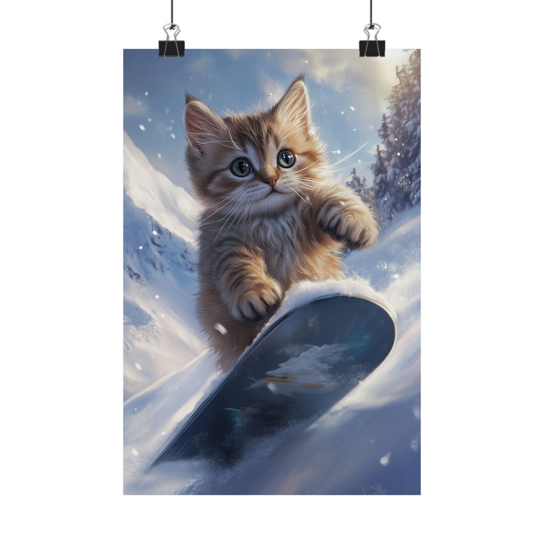 British Shorthair Cat Poster Snowboard Design, Matte Finish Wall Art ...