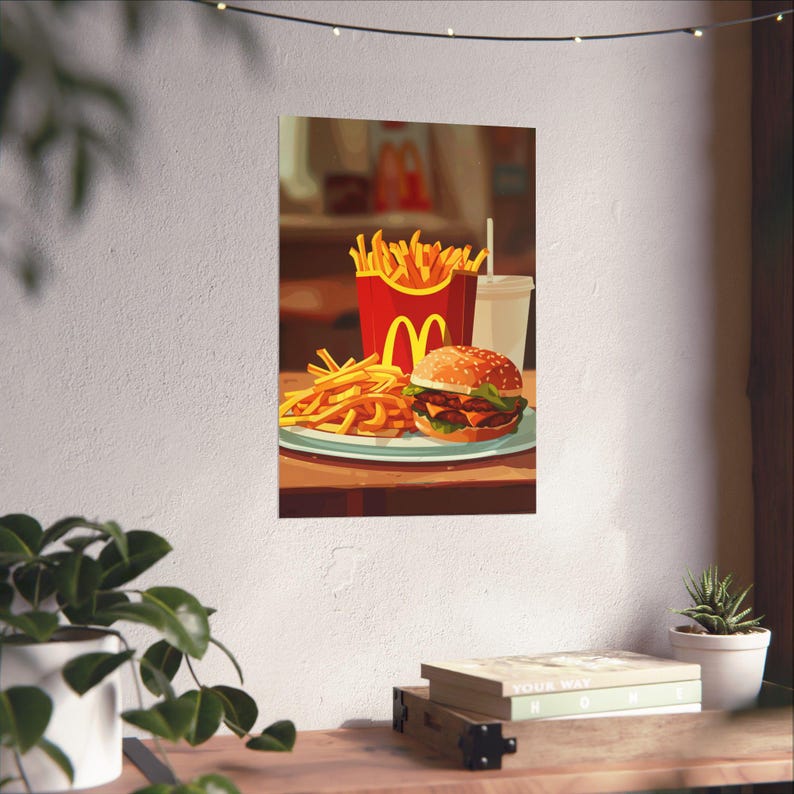 Mcdonald's Big Mac Fries Advertisement Poster, Fast Food Wall Decor ...