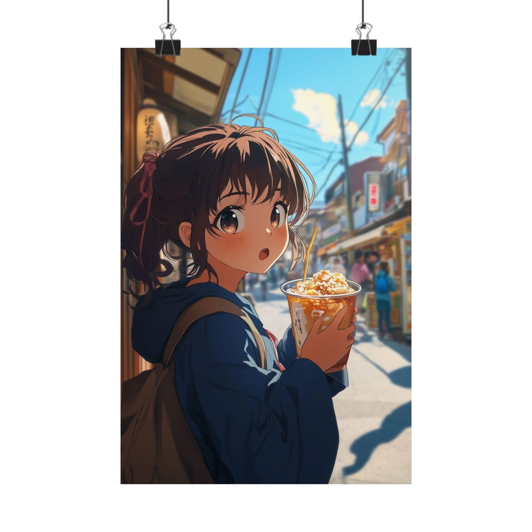 Anime Girl Wall Art | Slushy Drink Print | Traditional Japanese Market ...