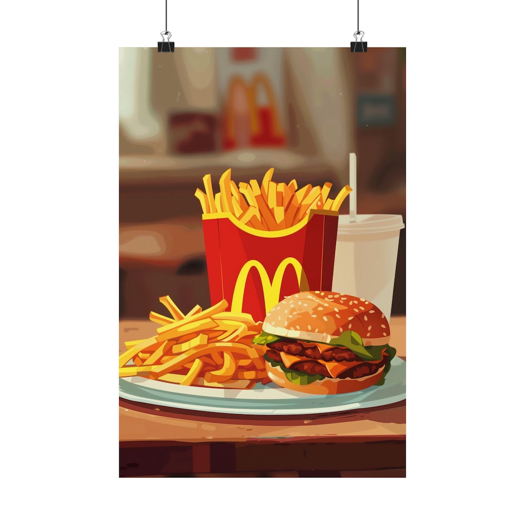 Mcdonald's Big Mac Fries Advertisement Poster, Fast Food Wall Decor ...