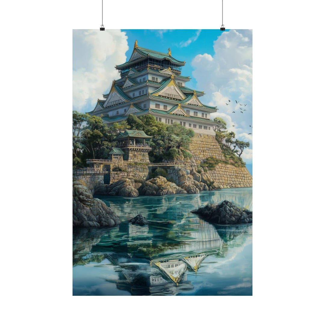 Osaka Castle Moat Poster, Clear Skies Wall Art, Japan Travel Print ...