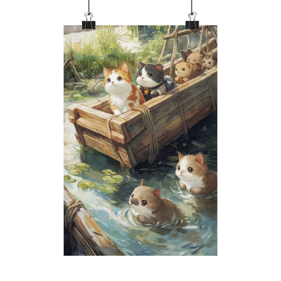 Calico British Shorthair Beaver Matte Poster, Cute Cartoony Cat Wall ...