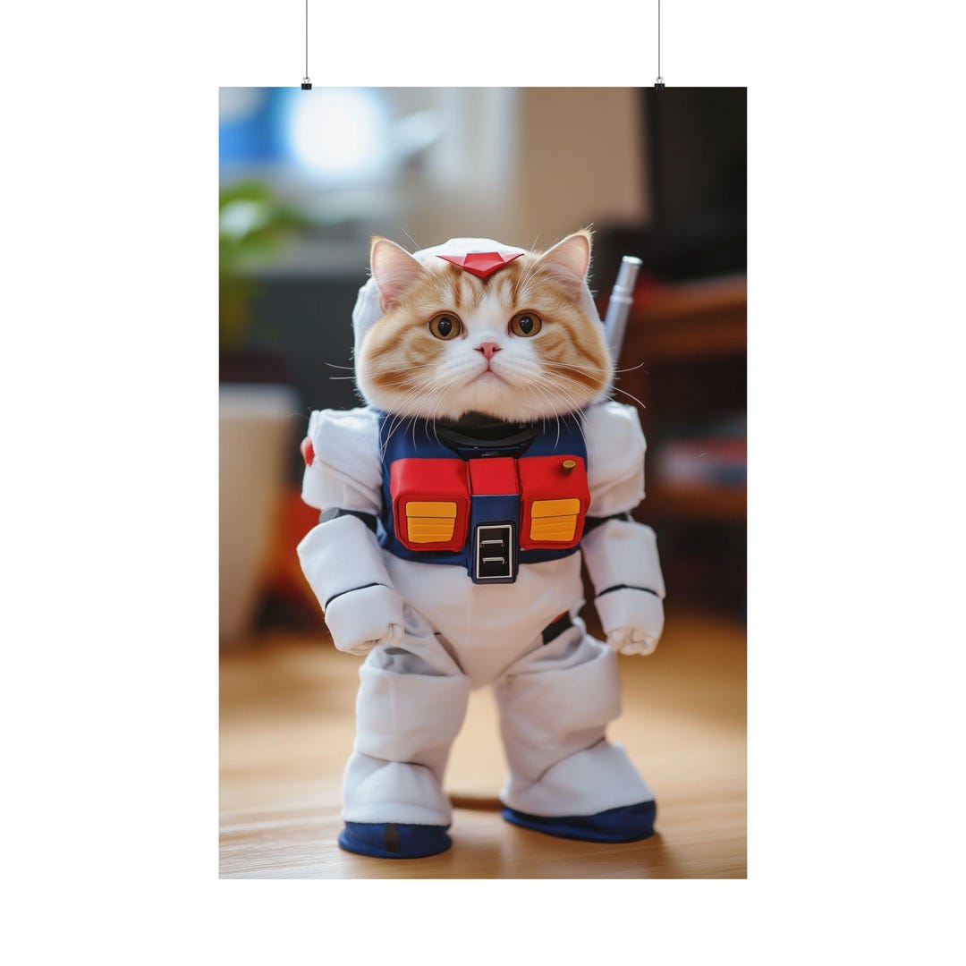 British Shorthair Cat Gundam Costume Matte Poster, Cat Lover Gift, Wall ...