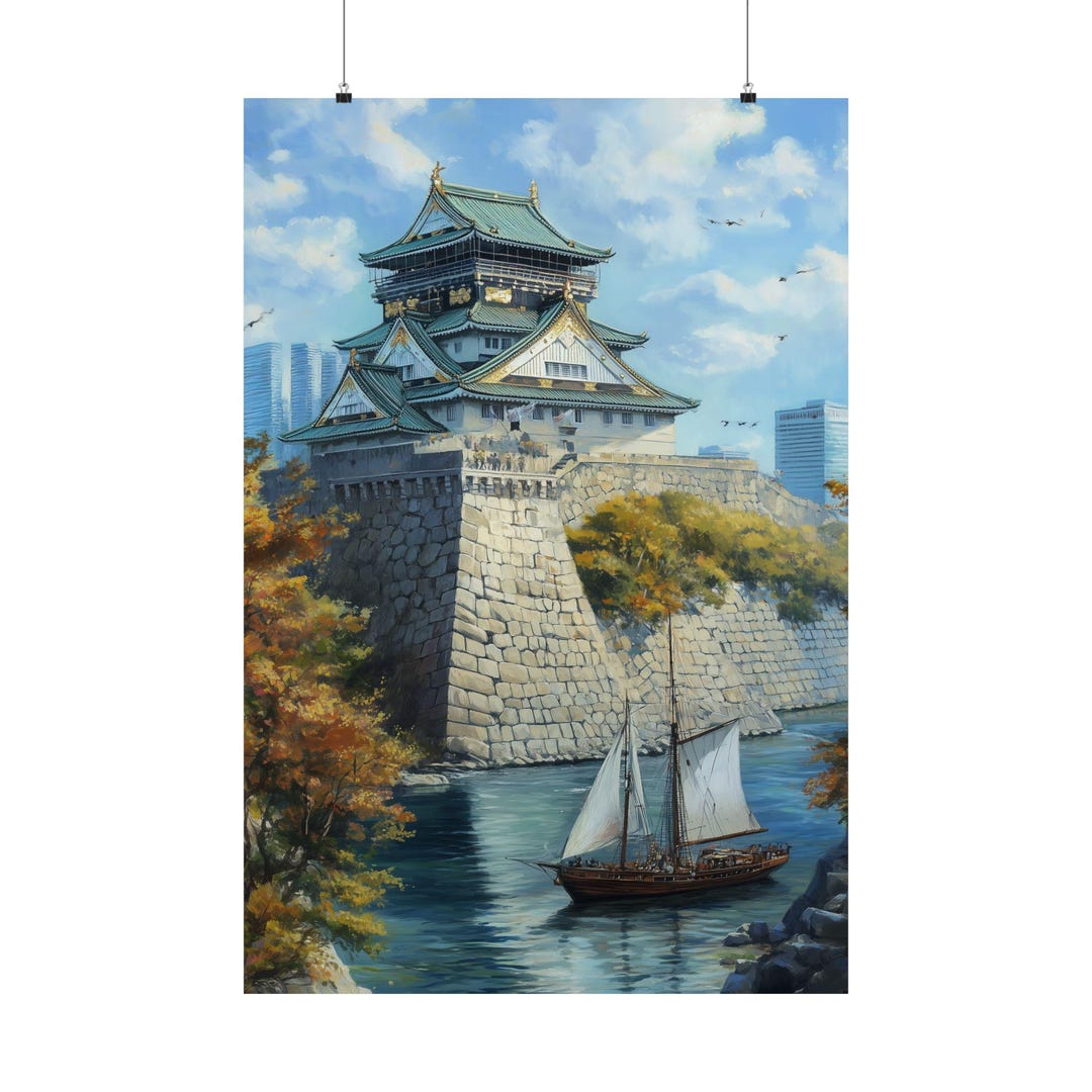 Osaka Castle Moat Skyline Poster, Clear Water Wall Art, Japan Cityscape ...
