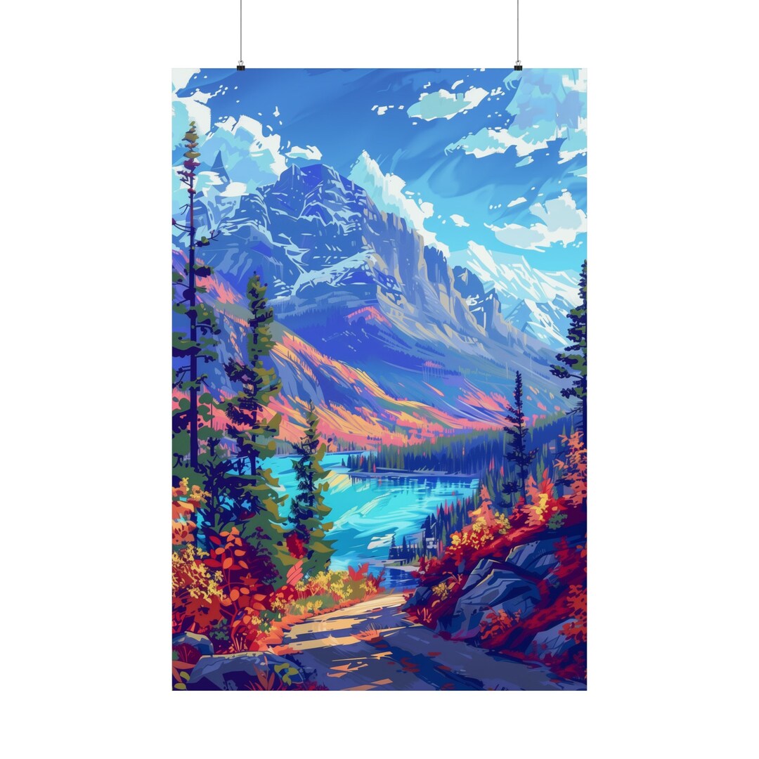 Jasper National Park Anime Poster, Alberta Matte Wall Art, Canada ...