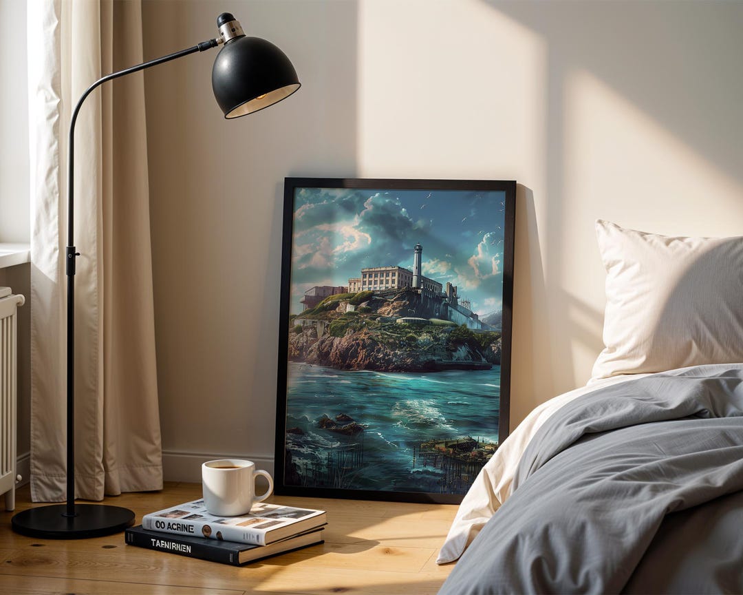 Vintage Alcatraz Island Art Print Historic Prison Landscape San ...