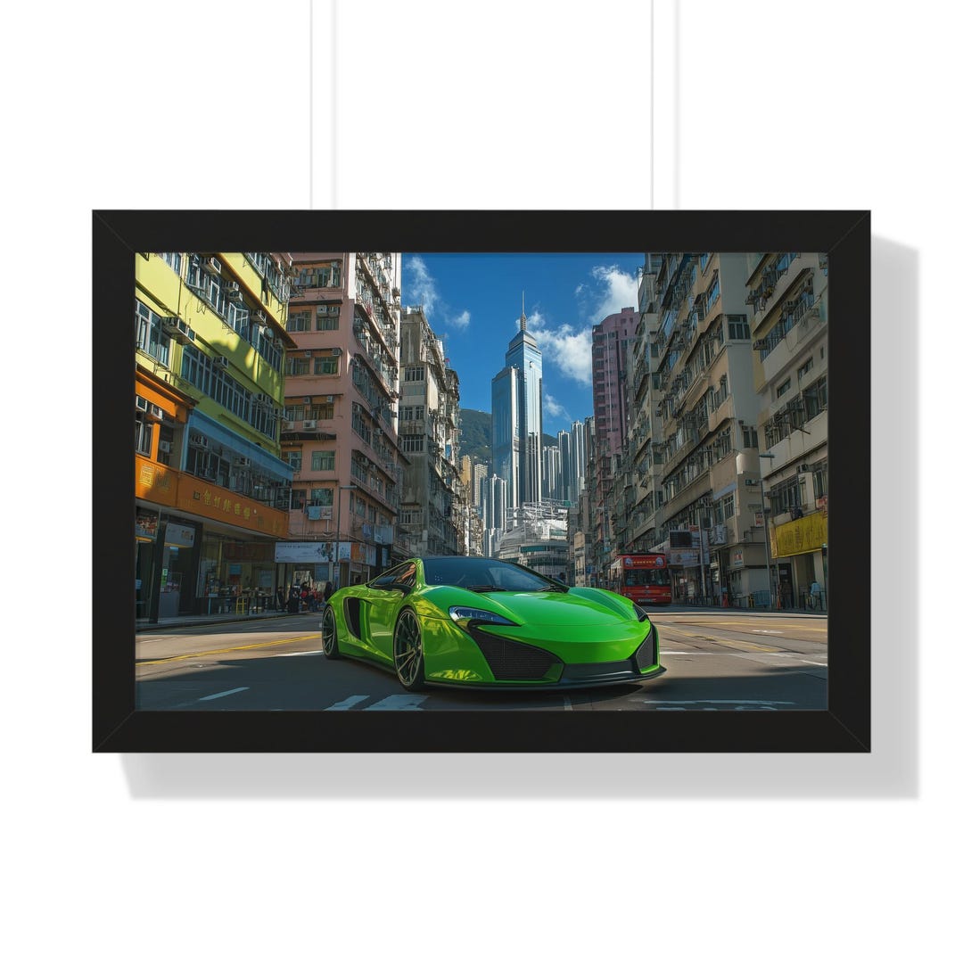Old Money Aesthetic Green Car Poster, Hong Kong Art Print, Horizontal ...