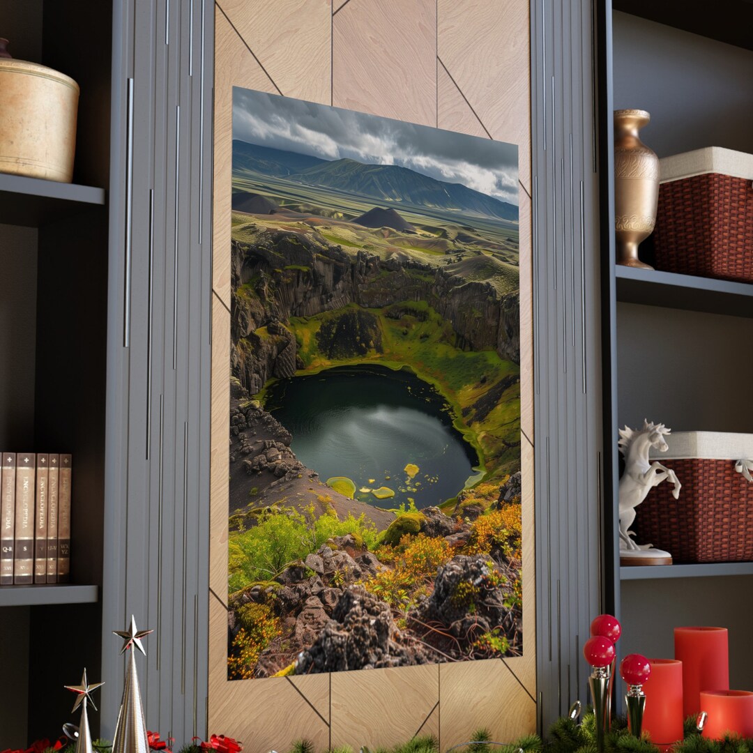 Bright Colors Keri Crater Iceland Poster, Anime Inspired Wall Art ...