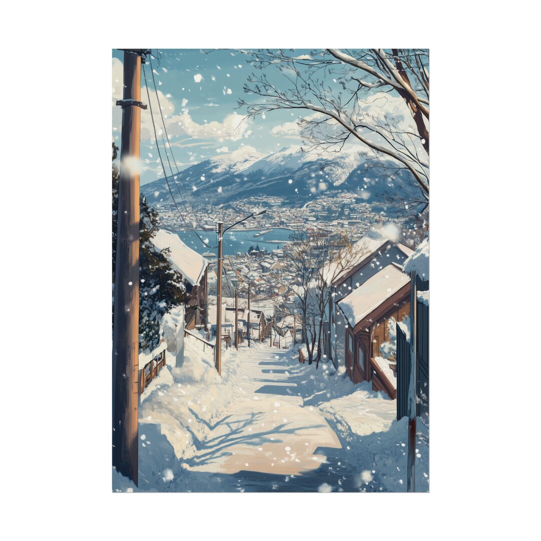 Bergen Winter Wonderland Frozen Charm Art Print, Norway Cityscape Snow ...