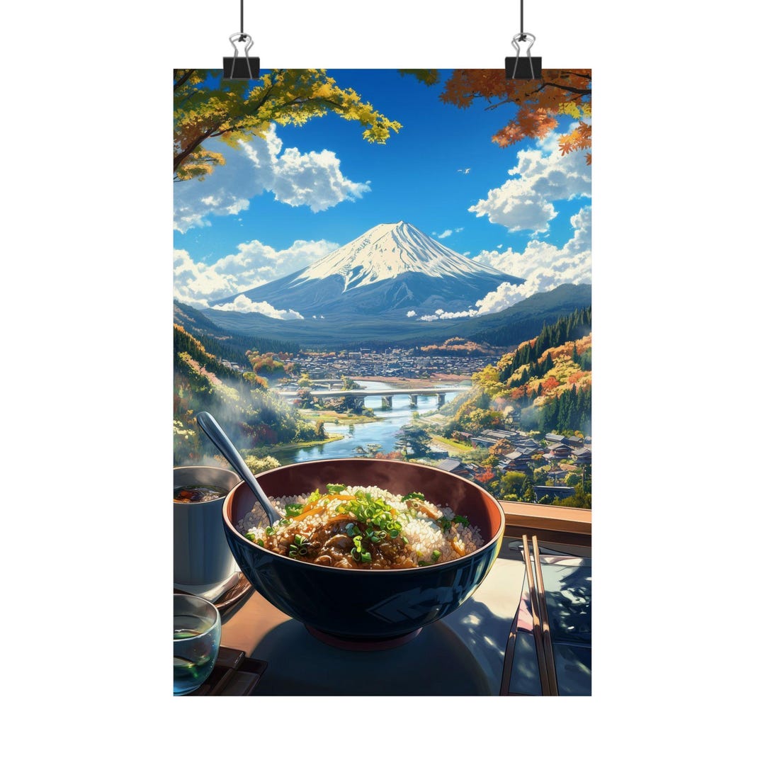 Mount Fuji & Shirasu Don Art Print | Kanagawa Prefecture Cuisine ...