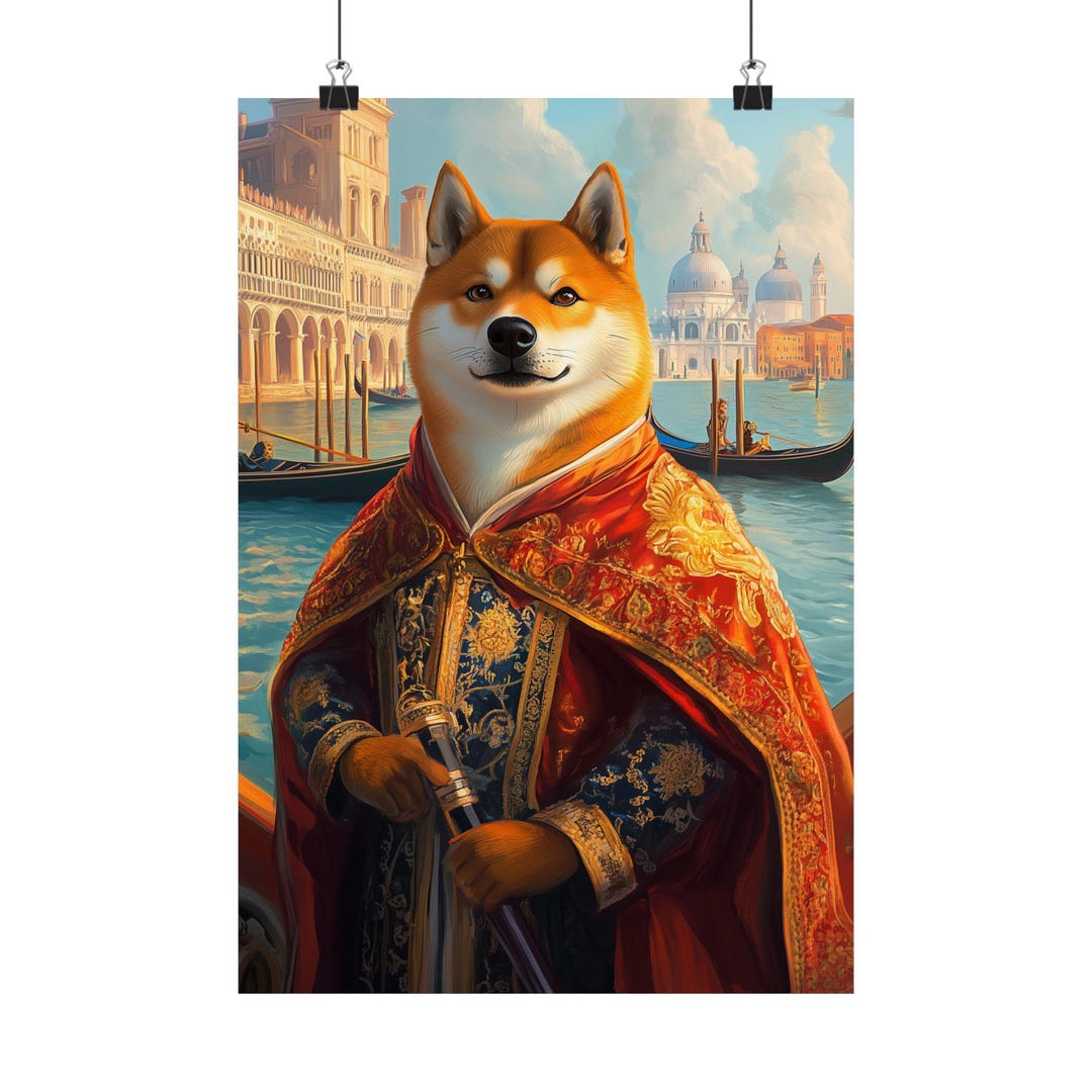 Shiba Inu Doge of Venice Matte Poster, Gondola Background Art Print ...