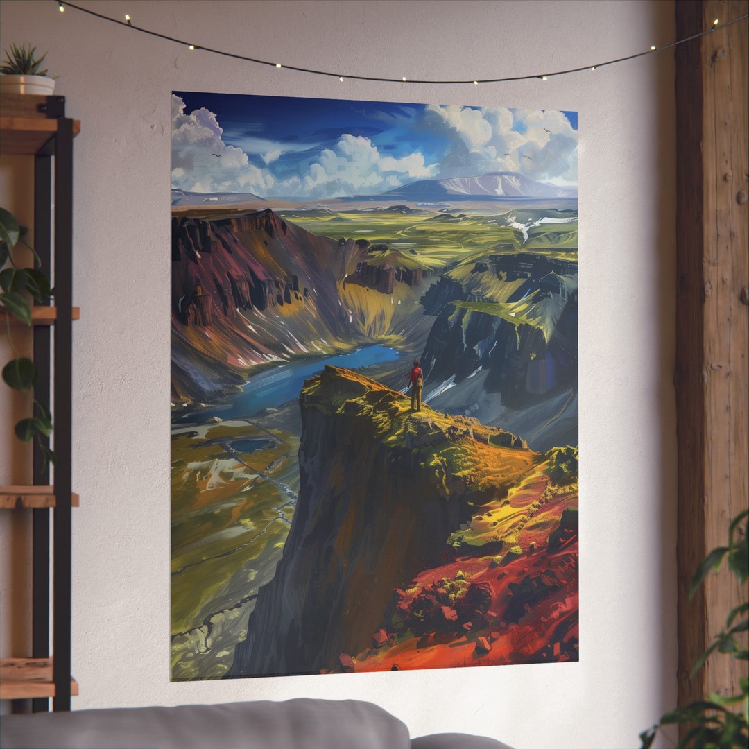 Vibrant Keri Crater Iceland Poster, Anime Art Print, Colorful Wall ...