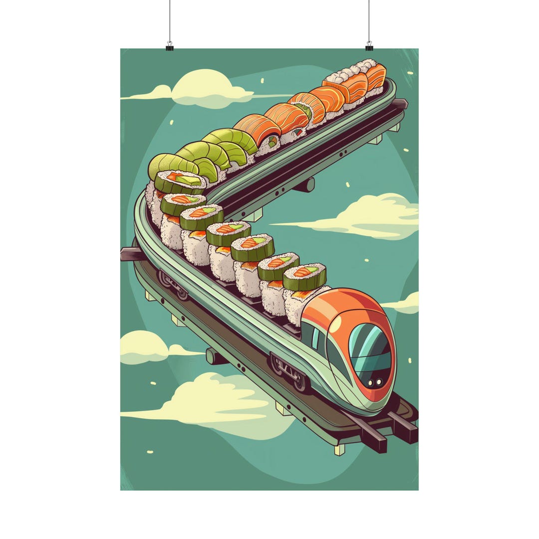 Sushi Train Conveyor Belt Anime Poster, Bullet Train Shinkansen Wall ...