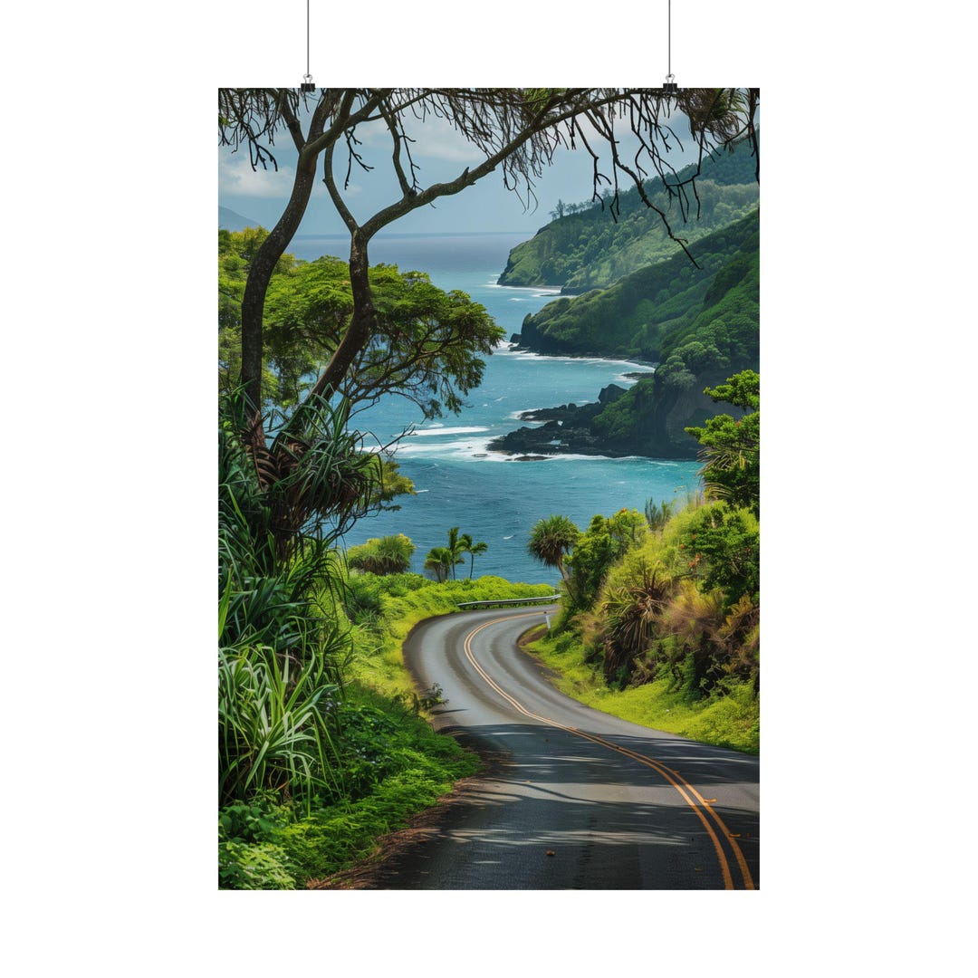 Road to Hana Maui Realistic Poster, AI Imagination Print, Wall Art ...