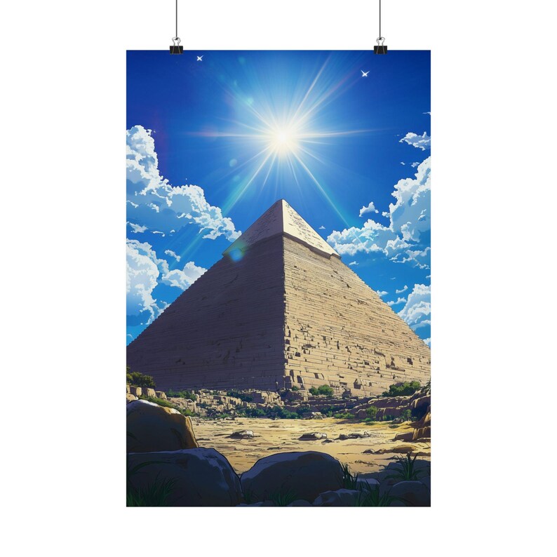 Egyptian Pyramid Wall Art | Great Pyramid of Giza Print | Sunny Day ...