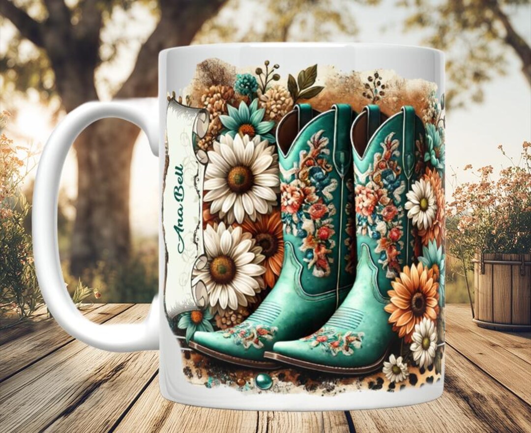Personalized Cowgirl Boots Mug - Etsy