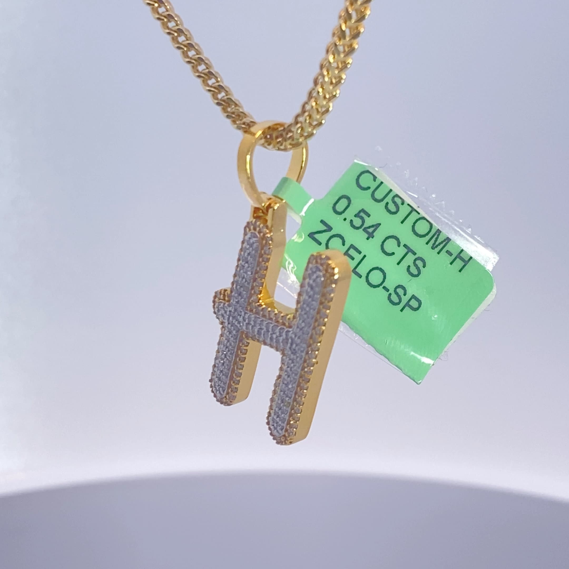 10K Yellow Gold With 0.45CT Natural Diamond Initial Letter ''H ...