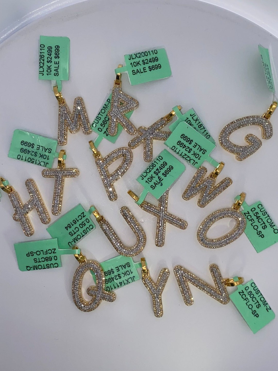 Initials A-Z 10K Yellow Gold With Natural Diamonds - Etsy