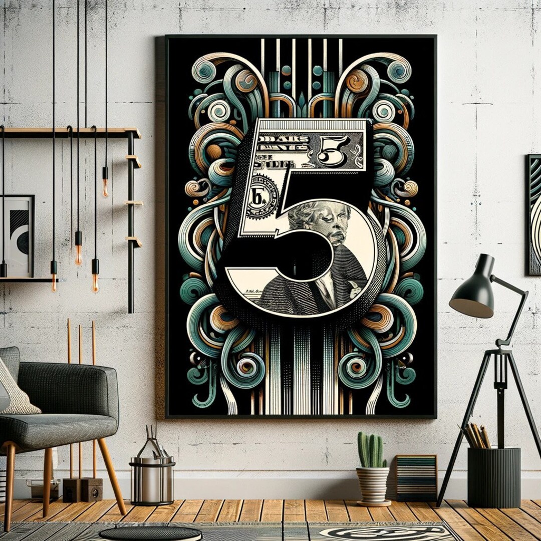 Artistic Five: Reinventing the 5 Bill - Printable Art - Etsy
