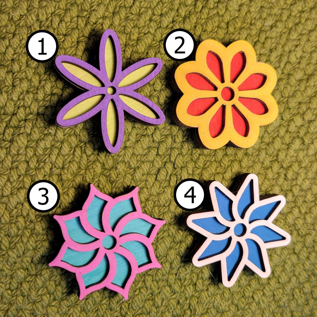 Flower Magnets / Floral Spring Magnets / Handmade and Painted Wooden ...