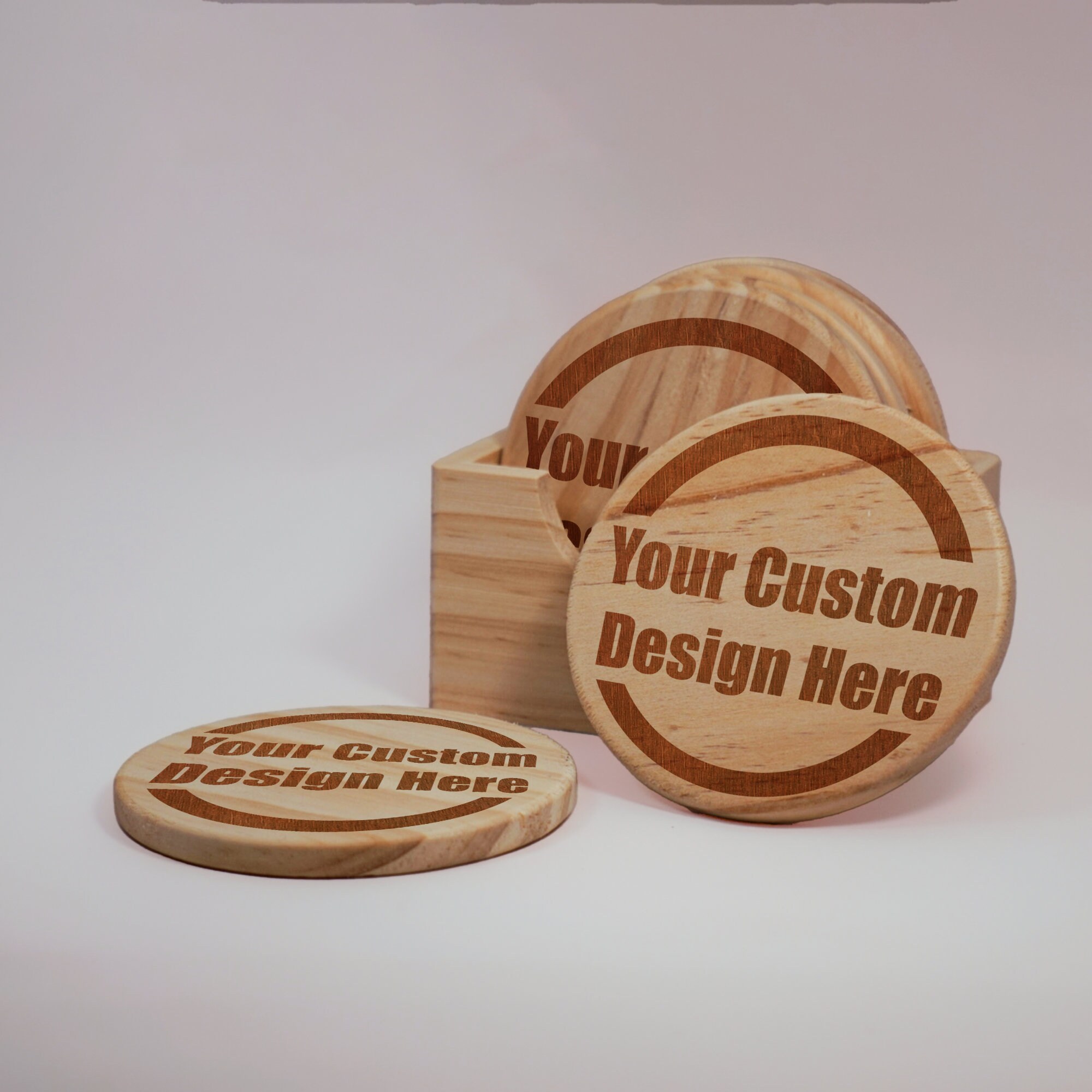 Personalized Engraved Wood Coasters With Box Set of 6, Great Gifts ...