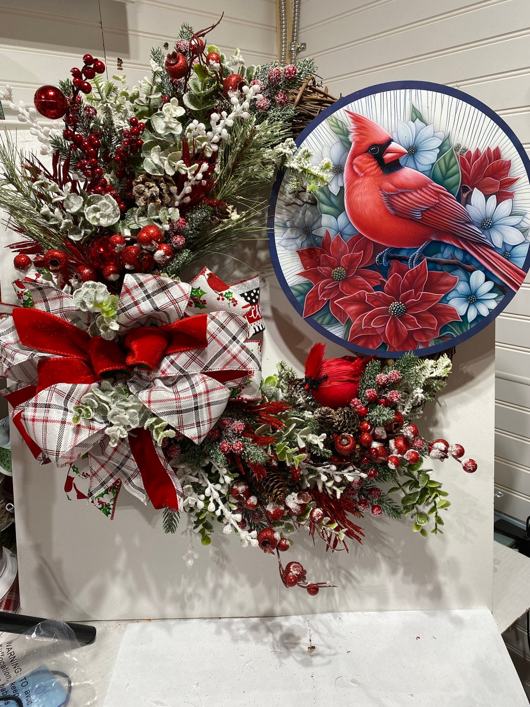 Red Cardinal Winter Wreath: Cedar Garden Memorial Decor - Etsy