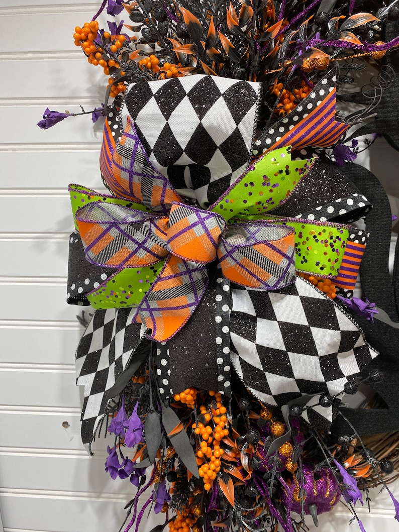 Fall Grapevine Oval Wreath With a Black Cat and Black and Purple ...
