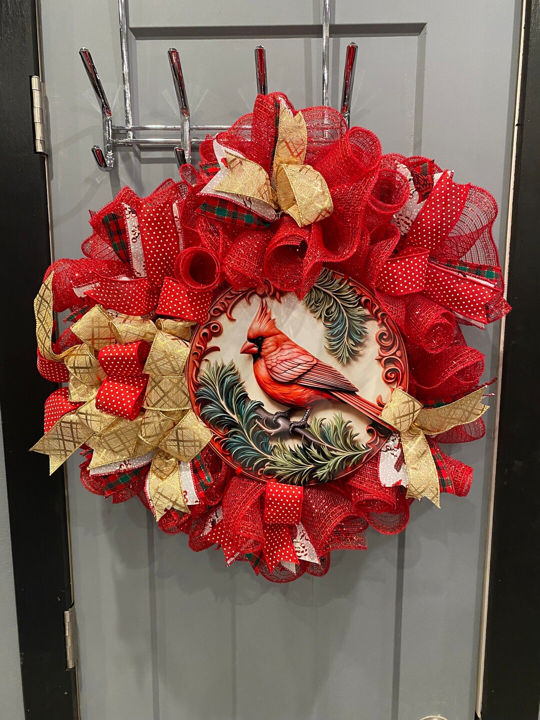 Cardinal Wreath Red Bird Wreath Winter Wreath Red Deco Mesh - Etsy