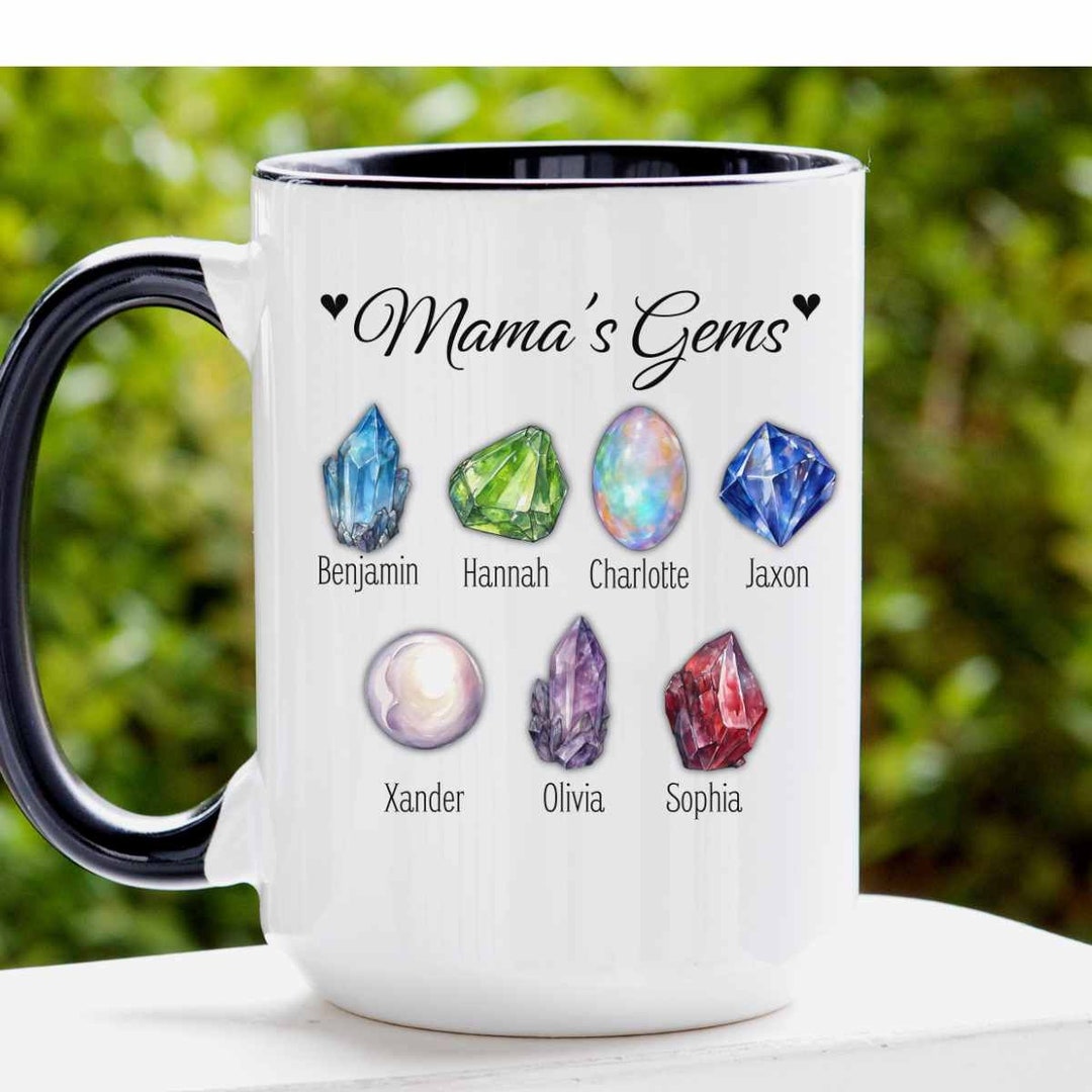 Custom Mama Mug With Names Birthstone Gift From Kid, Personalized Mom ...
