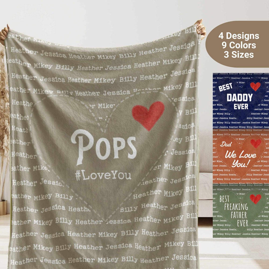 Custom Pops Gift Blanket, Personalized Blanket, Fathers Day Gift, Daddy Gift, Gift for Father ...