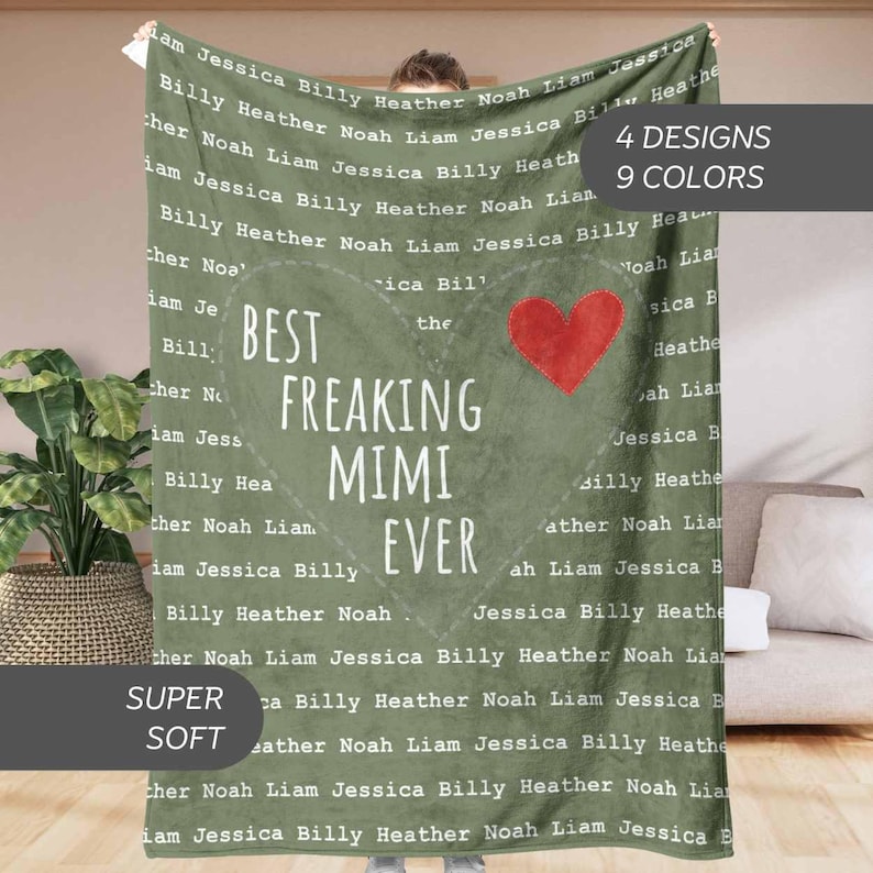 Mimi Blanket Personalized With Kids Names Blanket, Mothers Day Gift ...