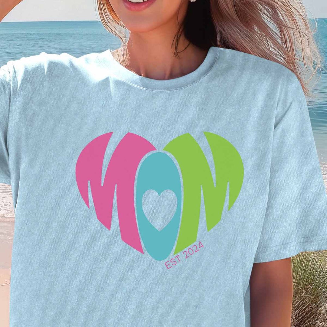 Mom Heart Shirt Custom Comfort Colors Oversized Mom T-shirt Mothers Day ...